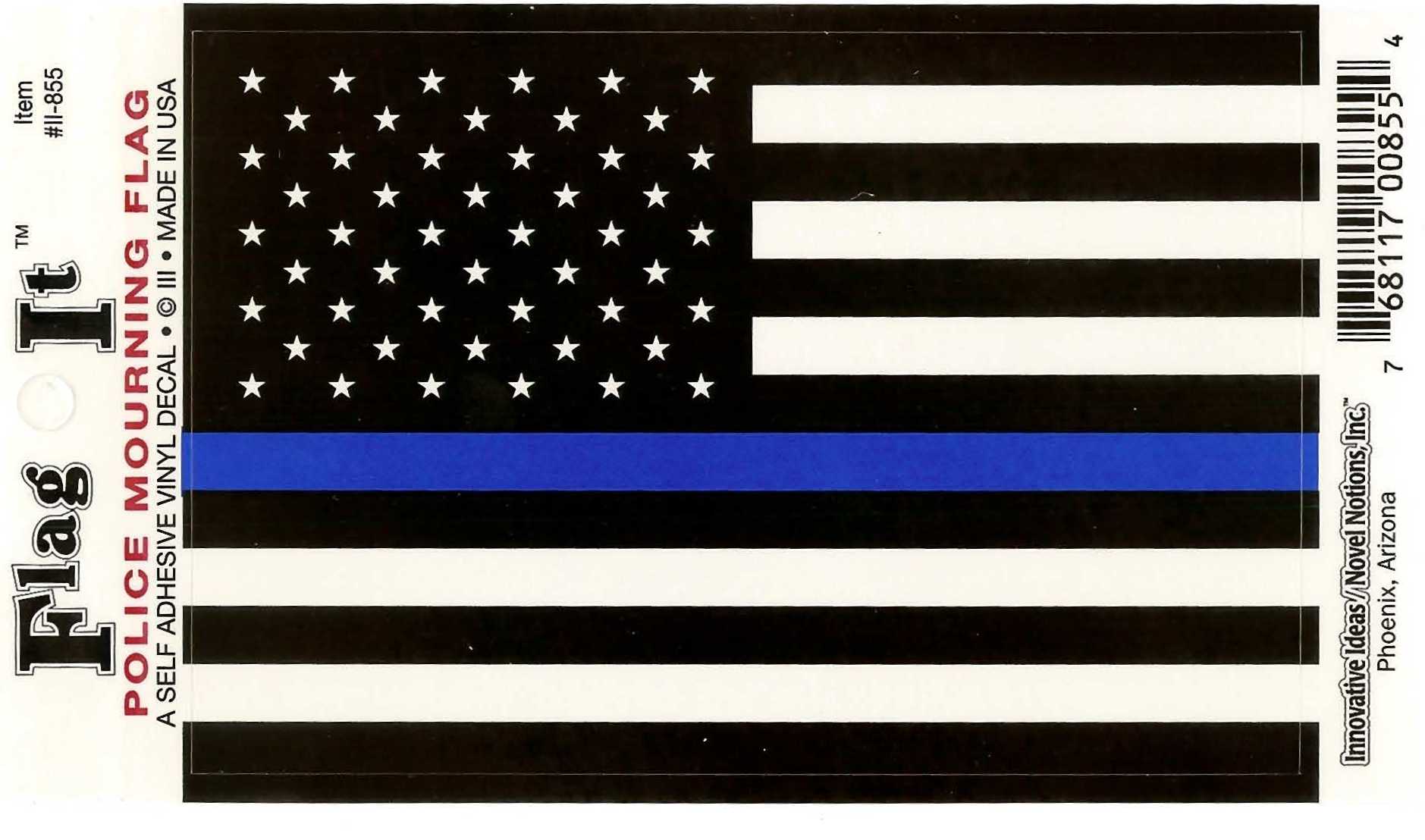 Police Memorial Flag Decal Thin Blue Line USA - Durable Vinyl From Flag ...